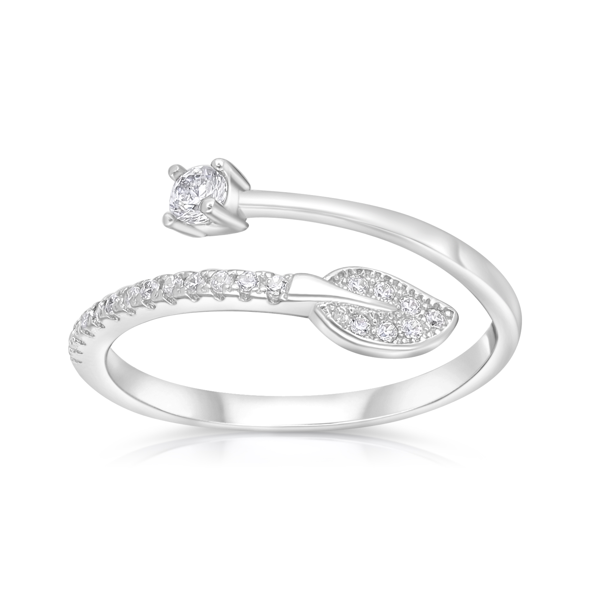 Adjustable Sterling Silver Cz Spiral Ring, Swirl Ring, Wrap Ring ...